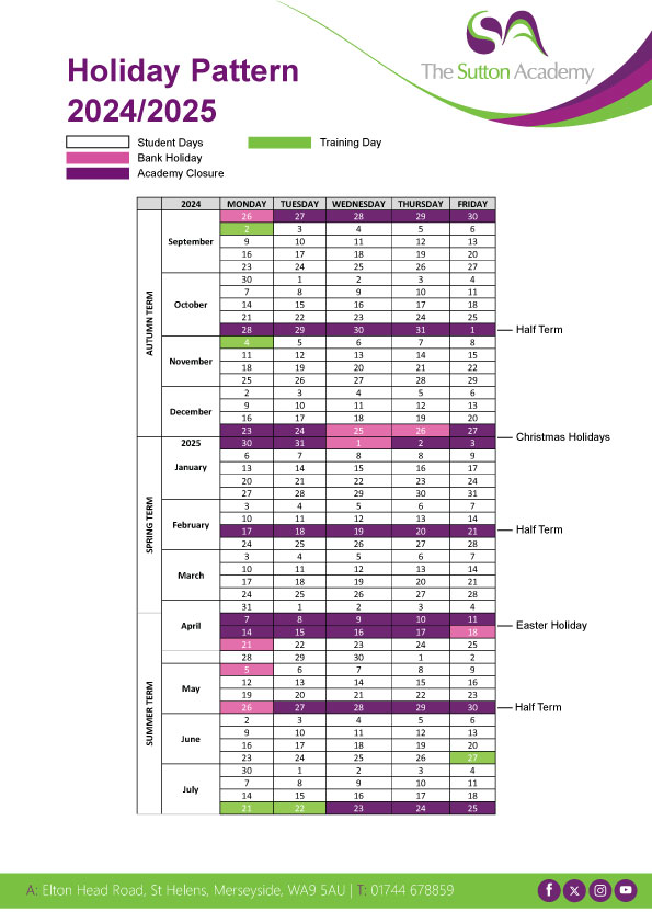 The Sutton Academy - Term Dates