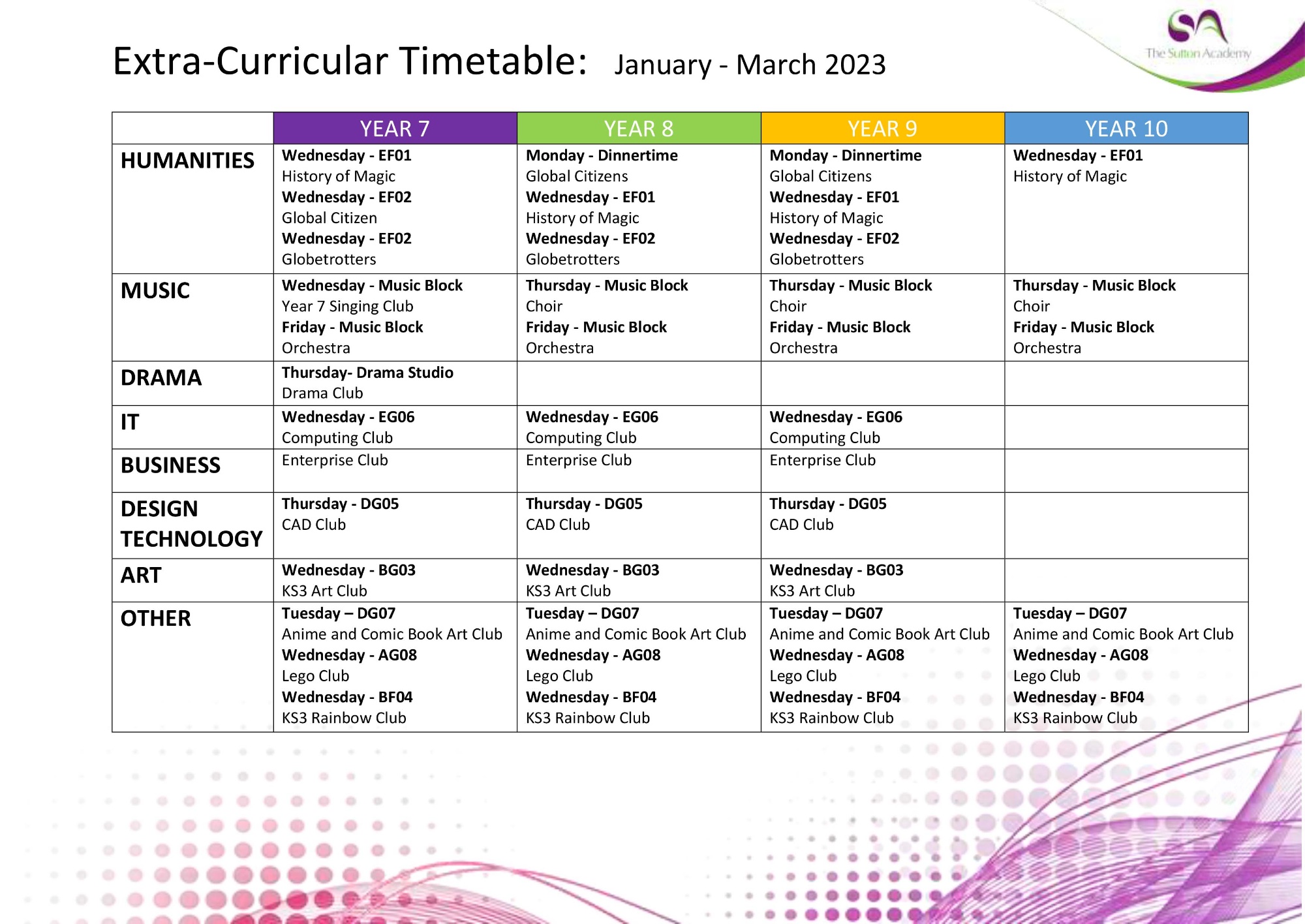 The Sutton Academy - Extra Curricular